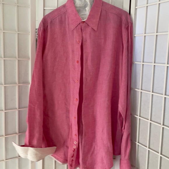 Robert Graham | Shirts | Robert Graham Pink Linen Shirt Sz L | Poshmark